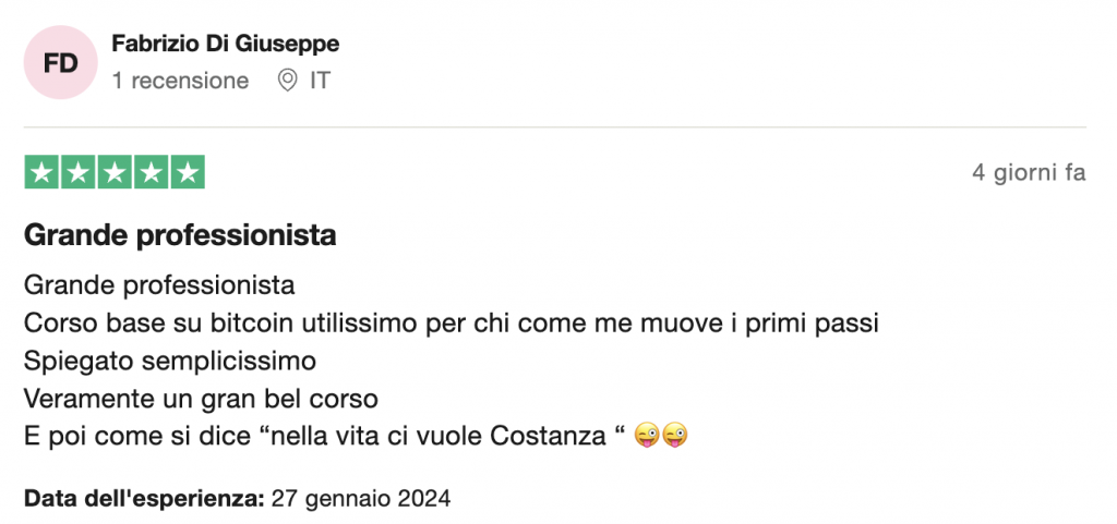 Marco Costanza – Educatore finanziario e consulente Bitcoin
